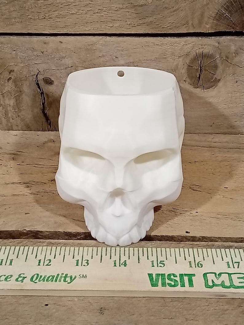 3D Printed Skull Skeleton Planter. White Plant Flowers or Plants ...