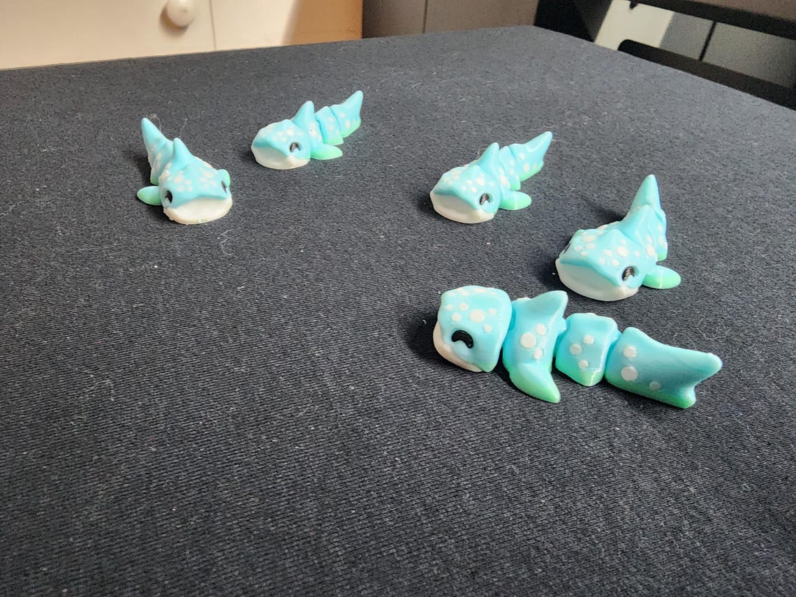 3D Printed Multicolored Little Toy Fish With Moving Parts. Set of 5 ...