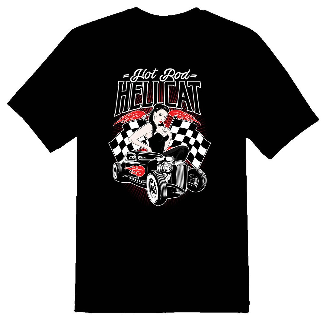 Hot Rod Hellcat Pinup Girl Black or White Tee Shirt - Etsy