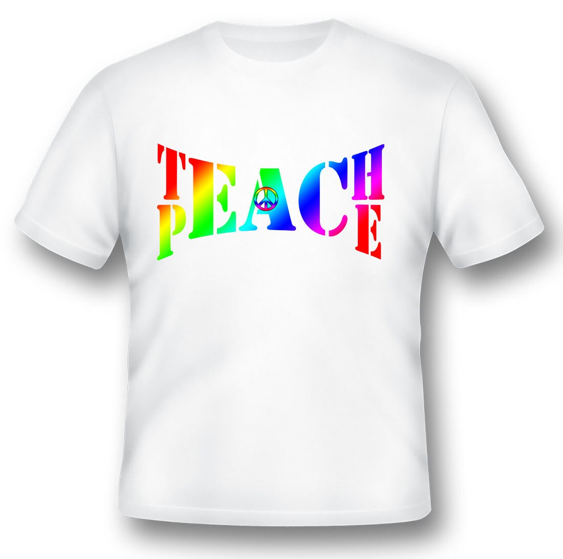 Teach Peace Sign Black or White Tee Shirt - Etsy