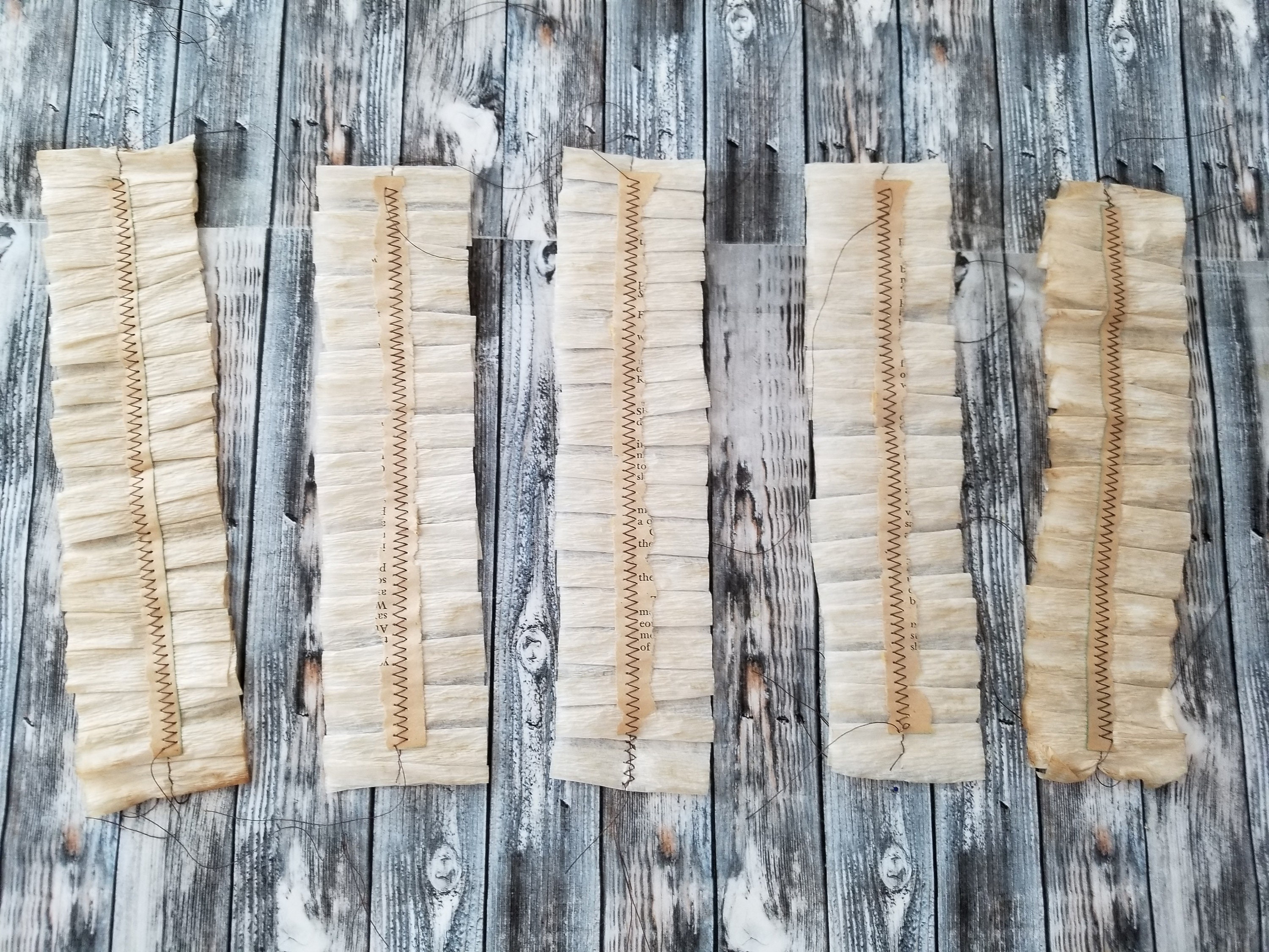 Coffee Dyed/Stained Crepe Paper Ruffles Sewn. Embellishments | Etsy