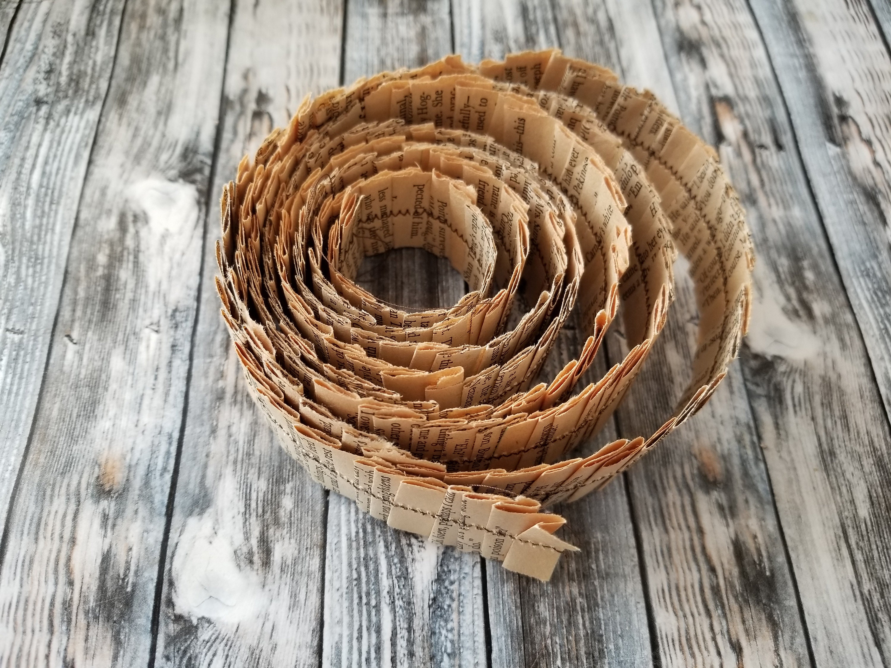 Handmade Paper Ruffles Sewn From Book Pages. Embellishments - Etsy UK