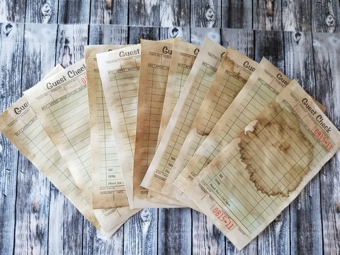 Guest Checks Coffee Dyed/stained/plain Junk Journaling Mixed Media ...