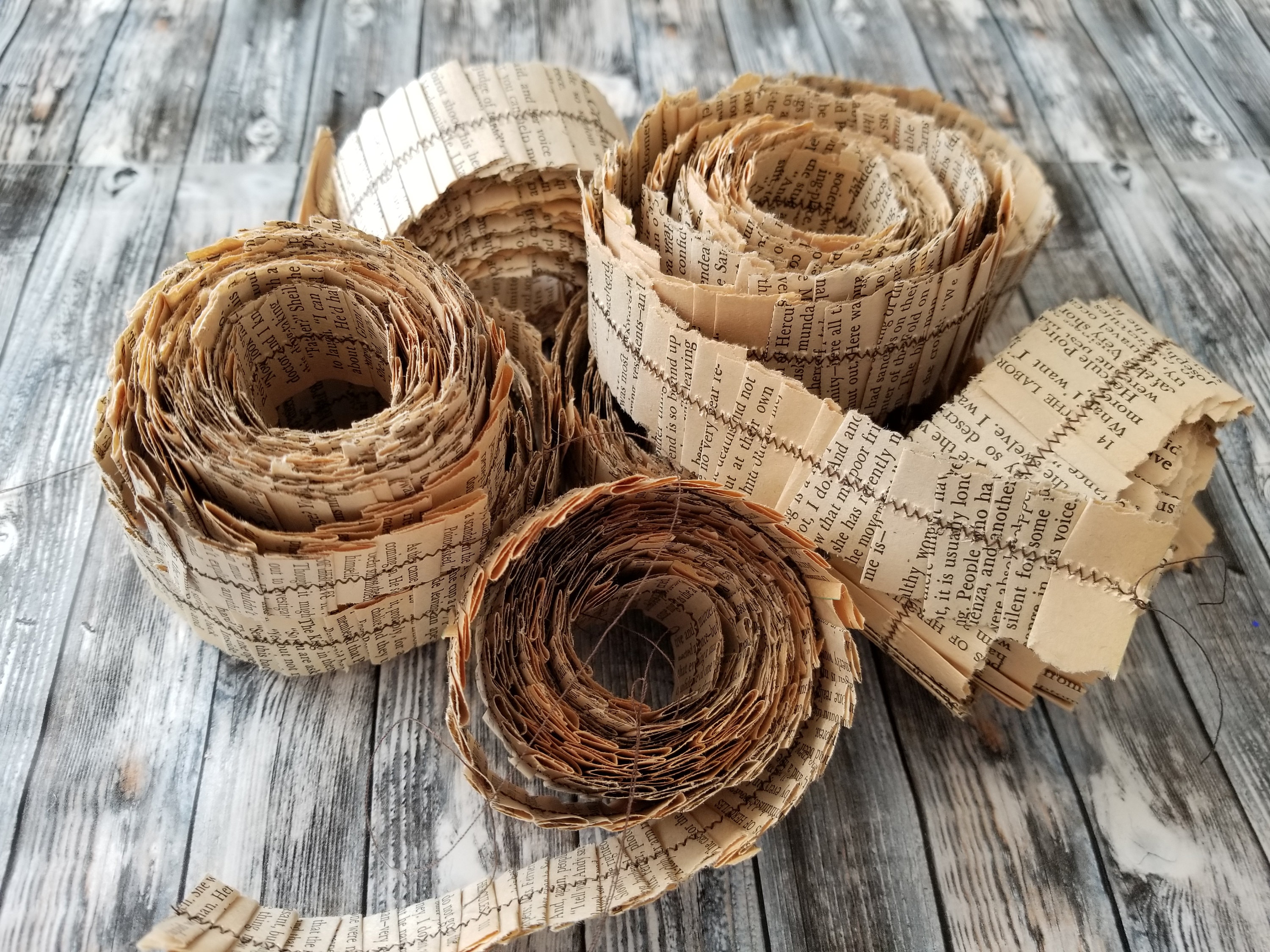 Handmade Paper Ruffles Sewn From Book Pages. Embellishments - Etsy Canada