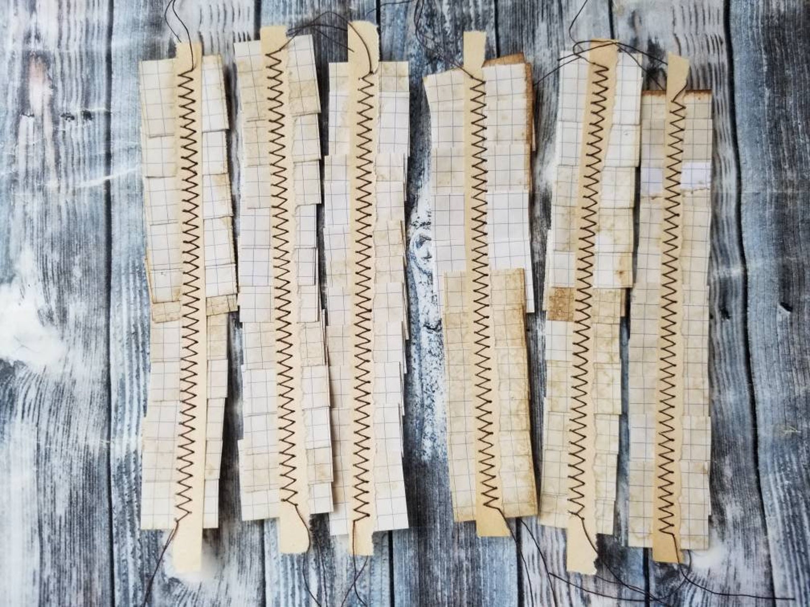 Coffee Dyed Graph Paper Ruffle Strips: Junk Journal Embellishments - Etsy