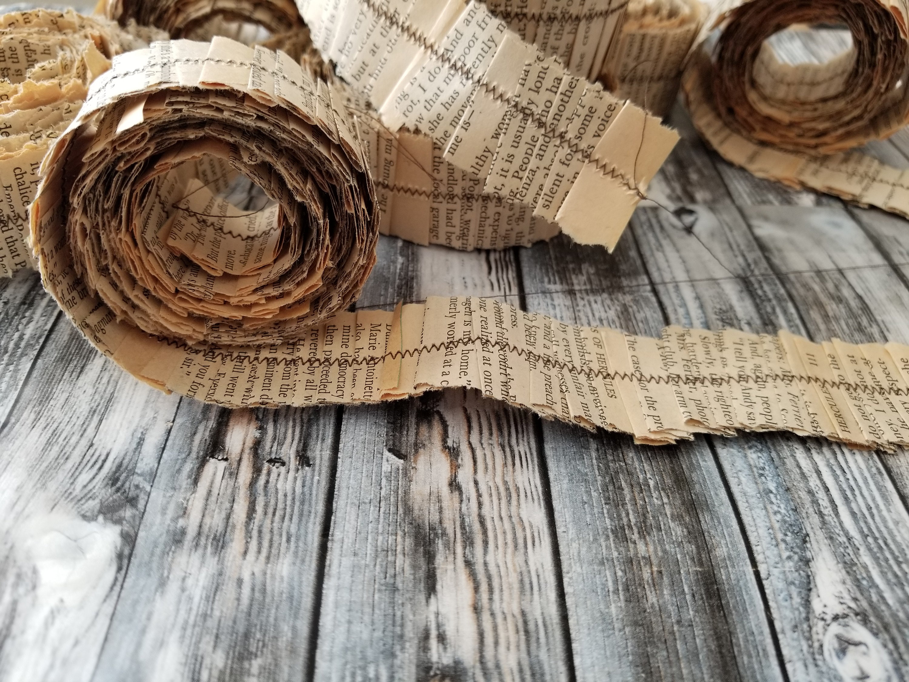 Handmade Paper Ruffles Sewn From Book Pages. Embellishments - Etsy Canada