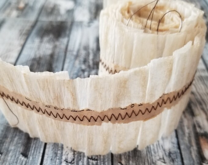 Coffee Dyed/stained Crepe Paper Ruffles Sewn. Embellishments - Etsy