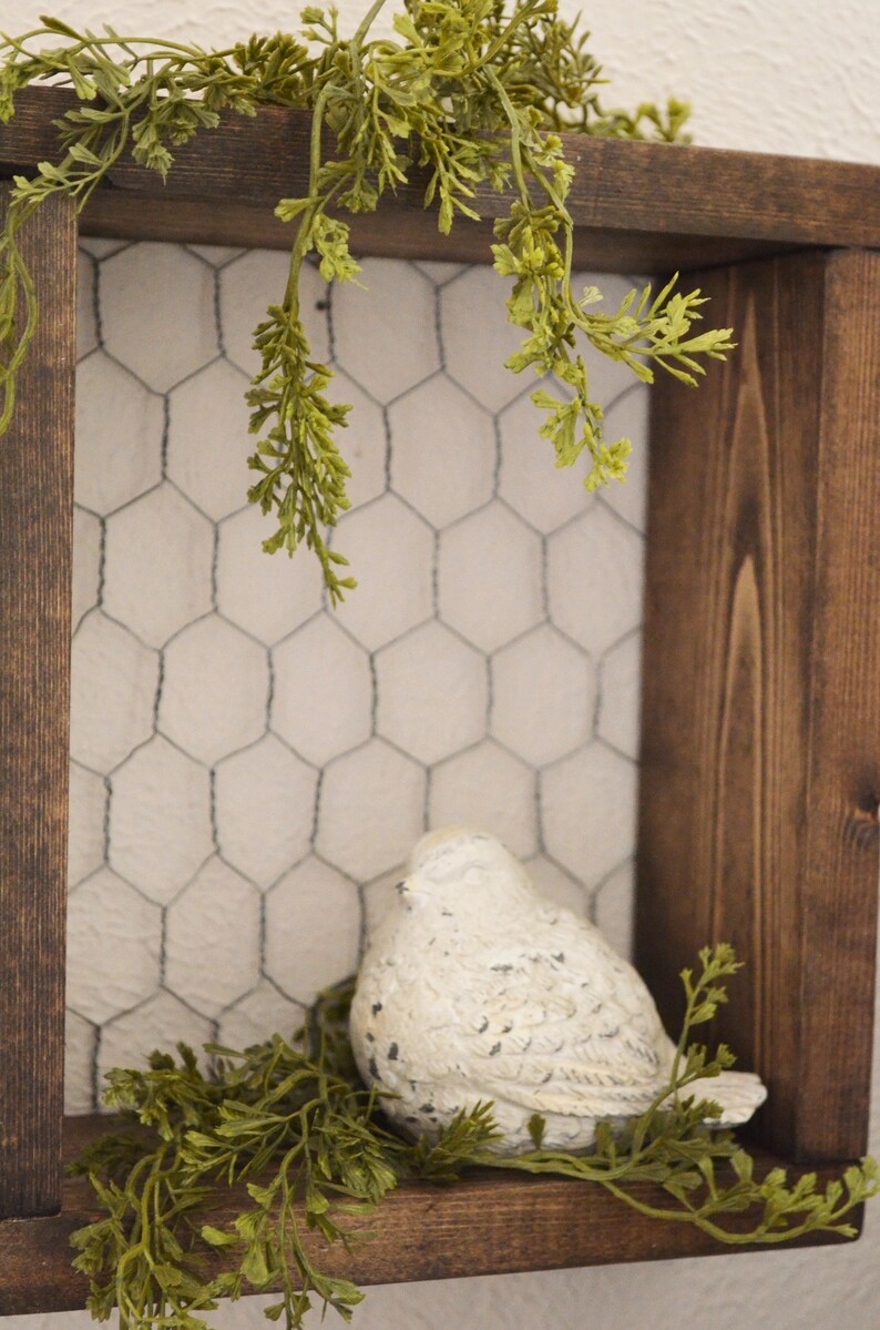 SET Shadowbox Chicken Wire Shelf, Farmhouse Decor, Shelf With Chicken ...