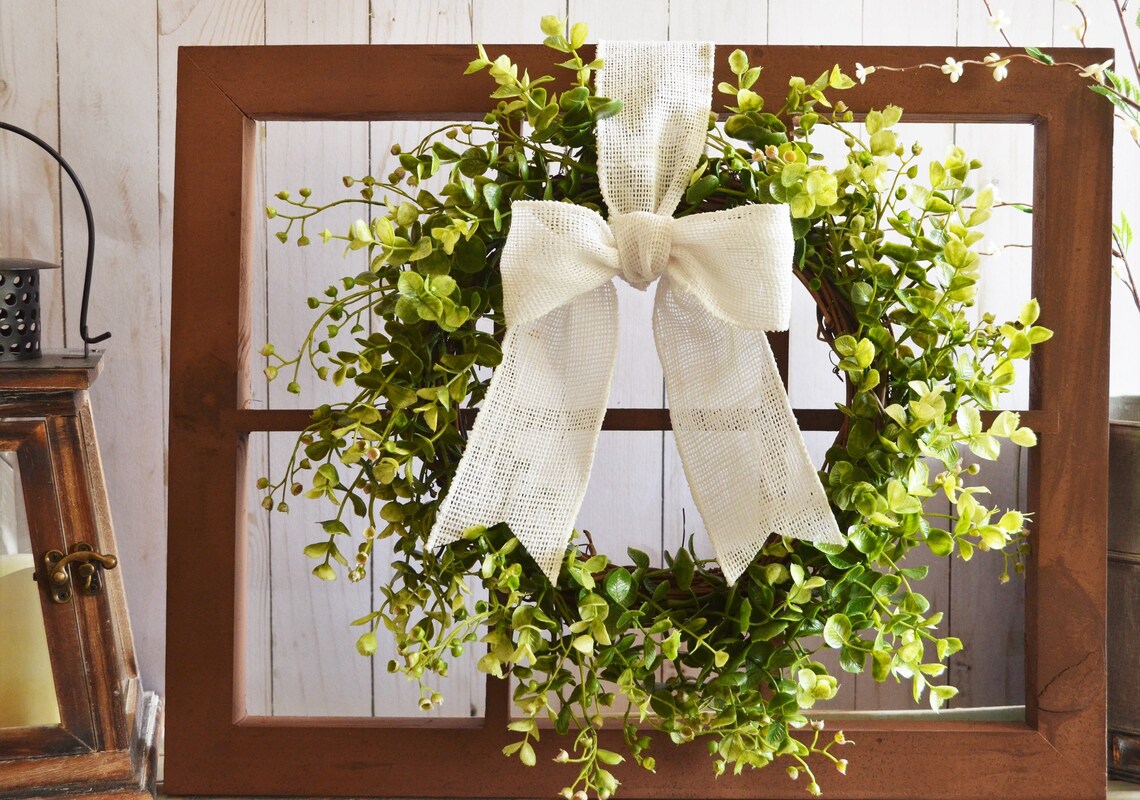 Framed Wreath Window Frame Wreath Farmhouse Wreath - Etsy