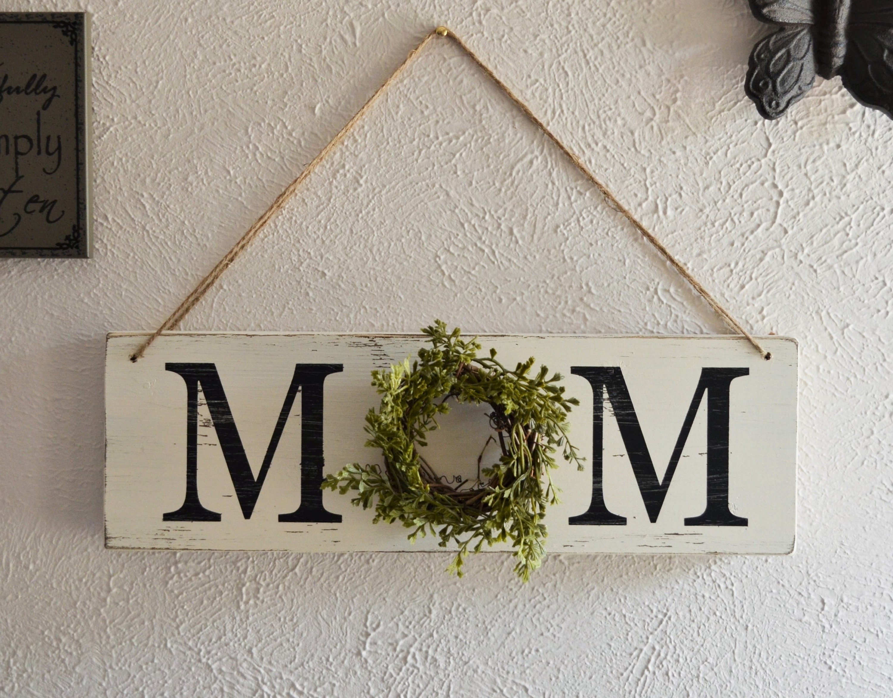 Mom Sign With Wreath, Wreath Sign, Farmhouse Decor, Rustic Decor ...