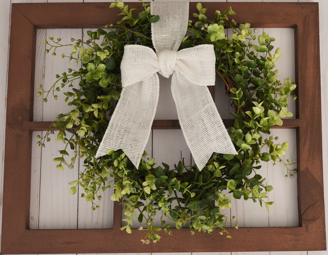 Framed Wreath, Window Frame Wreath, Farmhouse Wreath, Farmhouse Decor ...