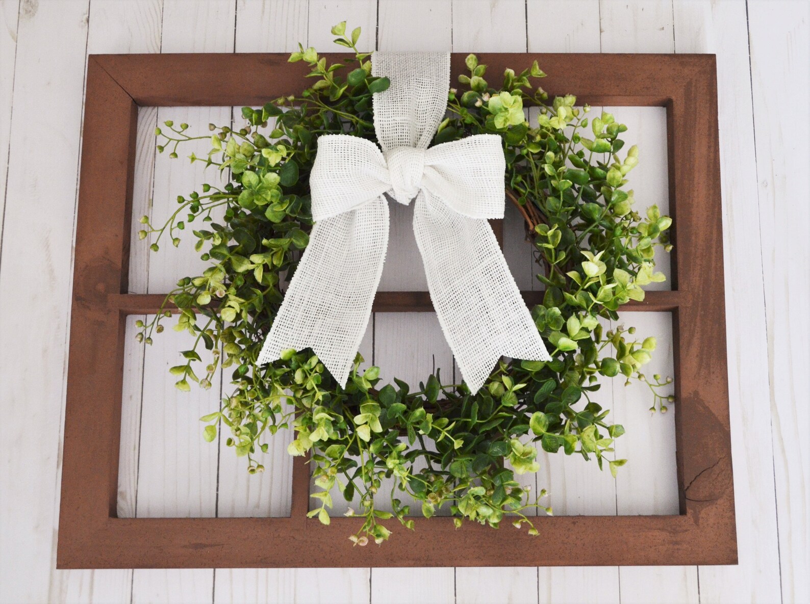 Framed Wreath Window Frame Wreath Farmhouse Wreath - Etsy