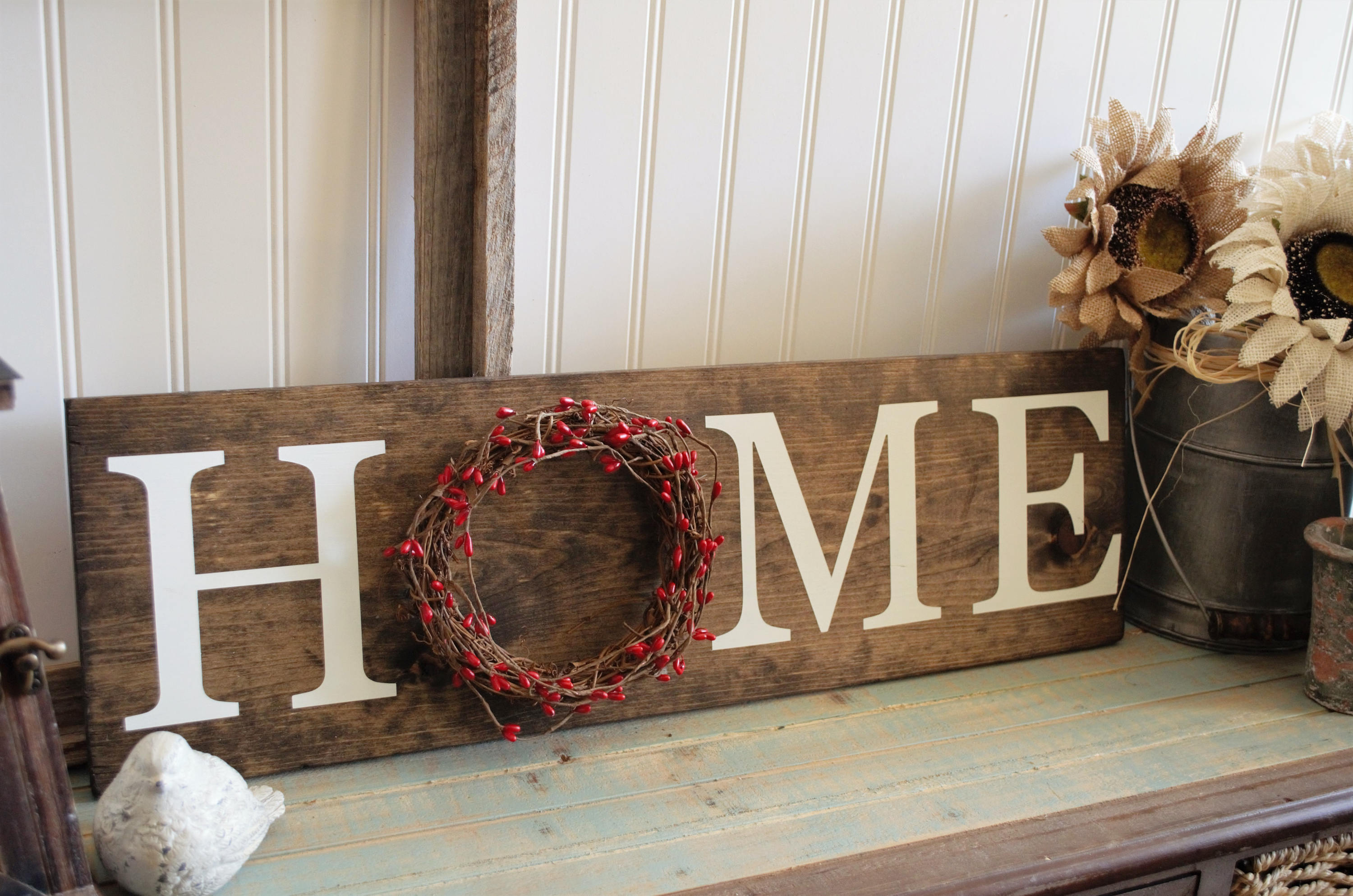 Home Wreath Sign, Christmas Gift, Farmhouse Decor, Farmhouse Sign ...