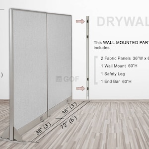 GOF Wall Mounted Office Partition, 72W X 60H / Office Panel, Room ...