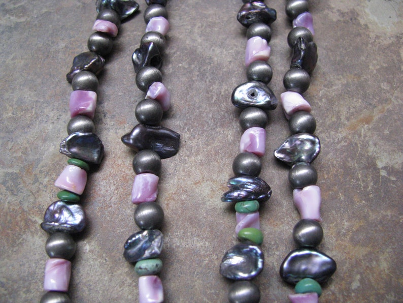 2-strand Navajo Made Black Freshwater Pearls, Cebu Shell, Chinese ...