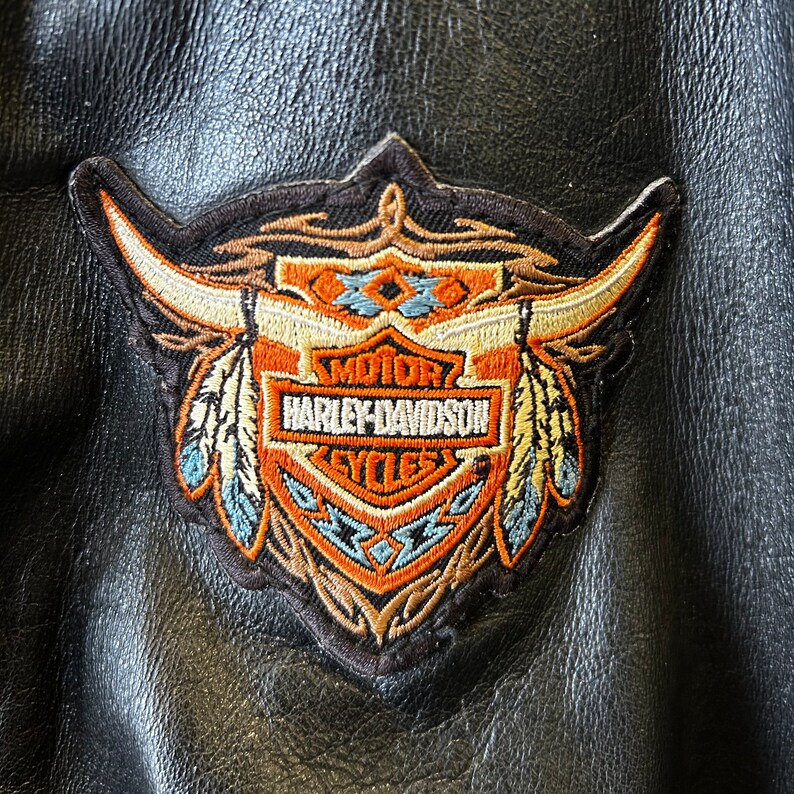 1980s True Vintage Harley Davidson Leather Jacket Logo Eagle Crest Mens ...
