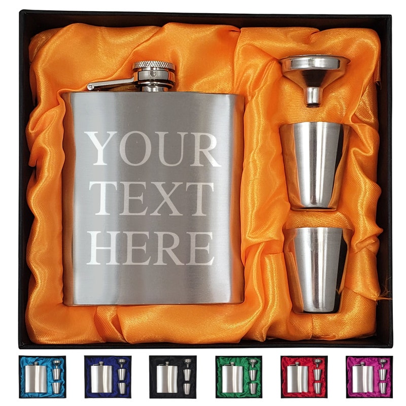 Engraved Flask Set - Etsy