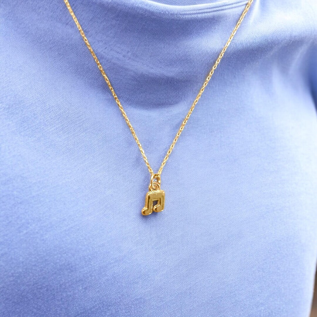 14k Gold Music Note Necklace, Tiny Music Note Jewelry, Music Teacher ...