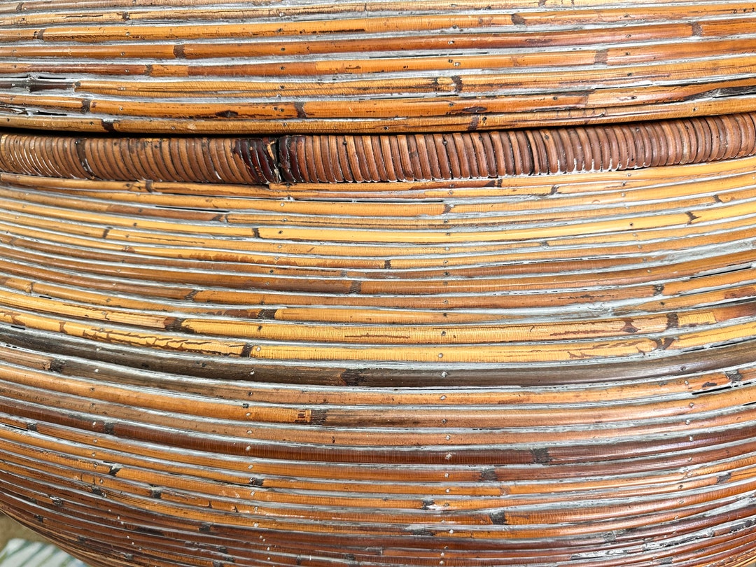 Stunning Vintage Monumental Pencil Reed Lidded Basket - Etsy