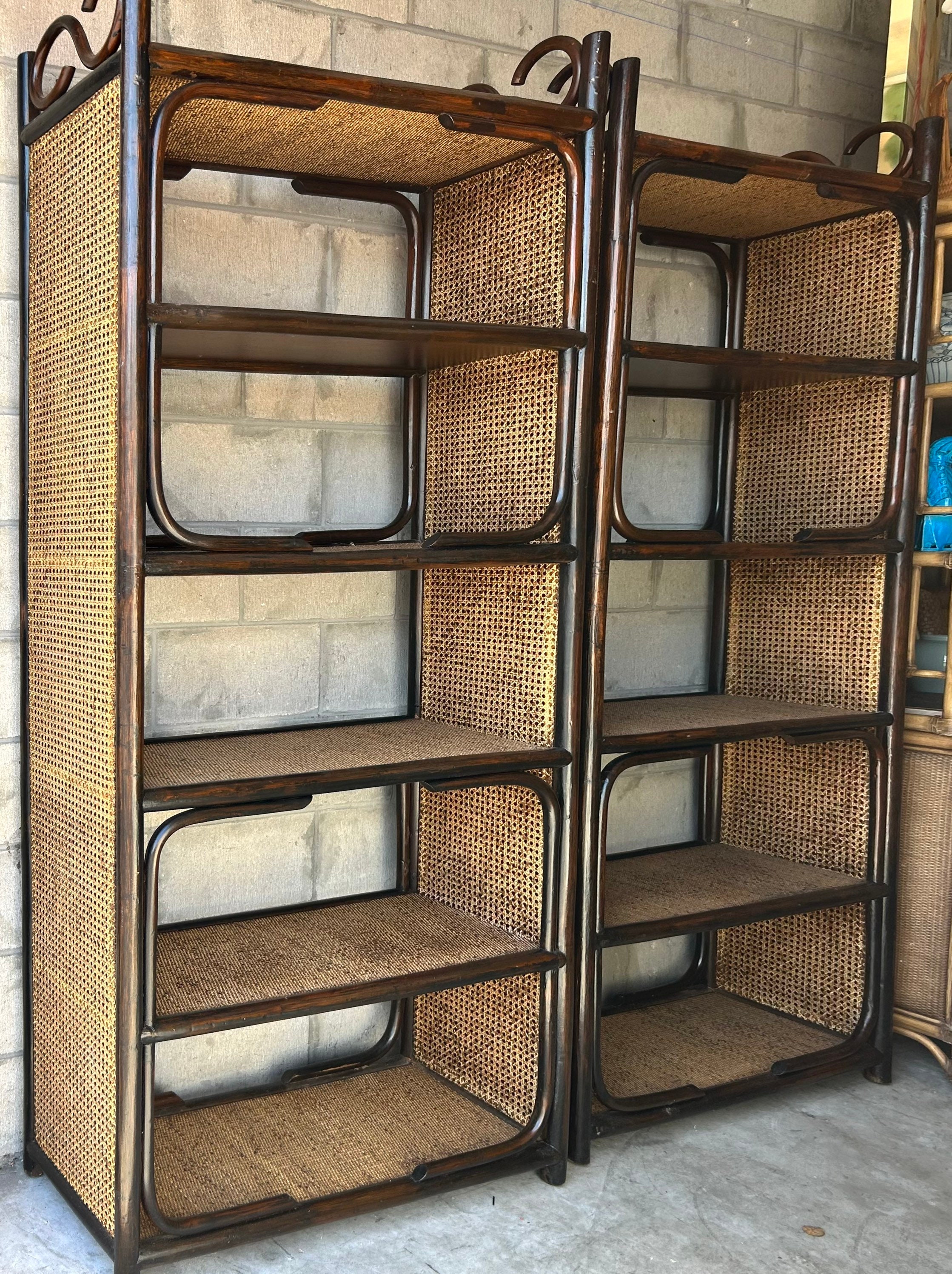 Pair Stunning Rattan Shelves Cane Sides Seagrass Shelves - Etsy