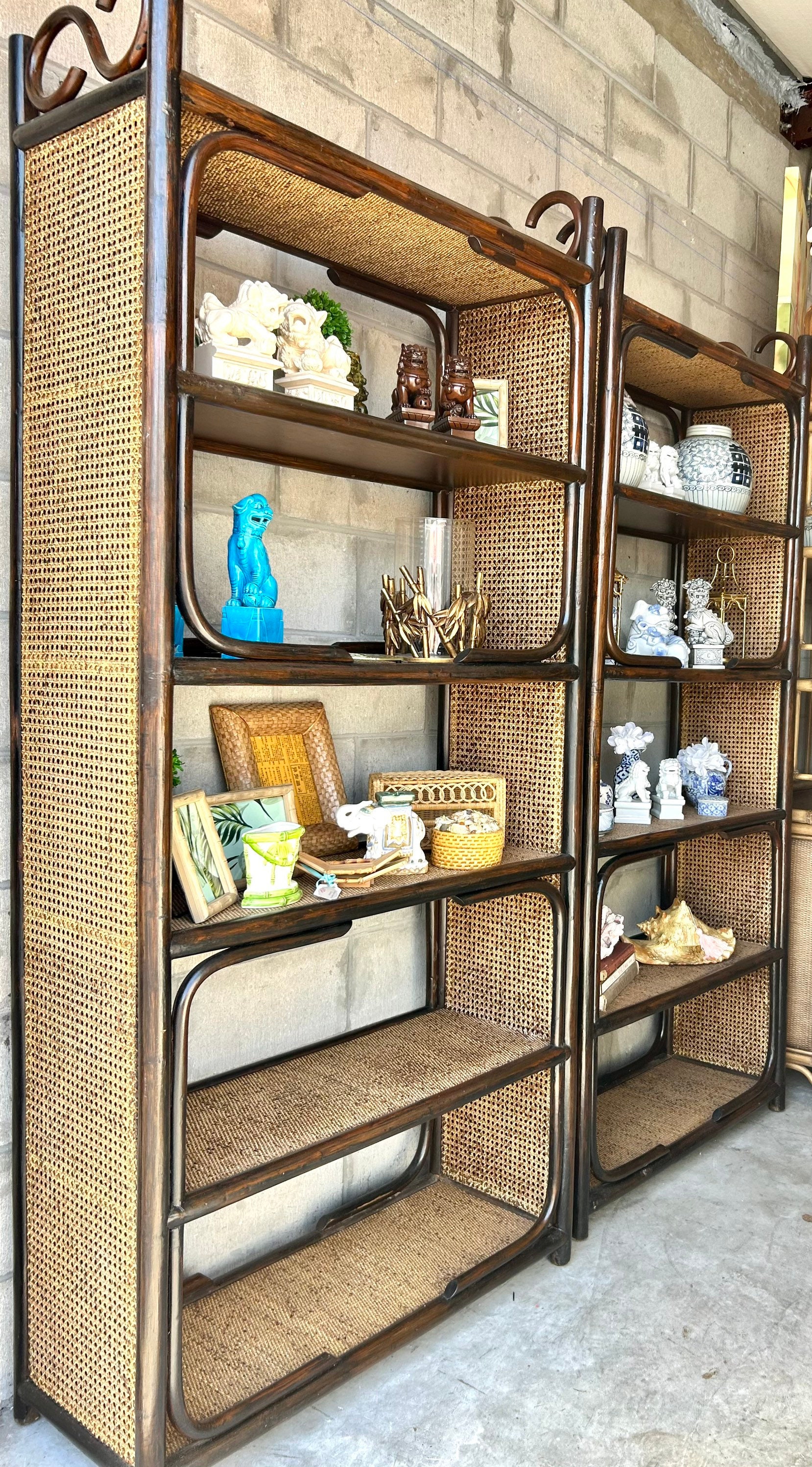 Pair Stunning Rattan Shelves Cane Sides Seagrass Shelves - Etsy