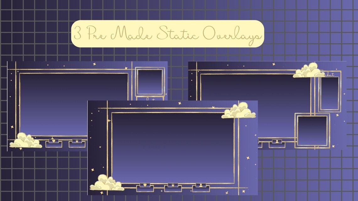 Animated Starry Night Twitch Overlay Cozy Overlay Stream Package, Chill ...