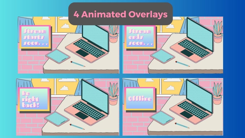 Animated Cozy Twitch Overlay | Clean Overlay Stream Package, Pop Twitch ...