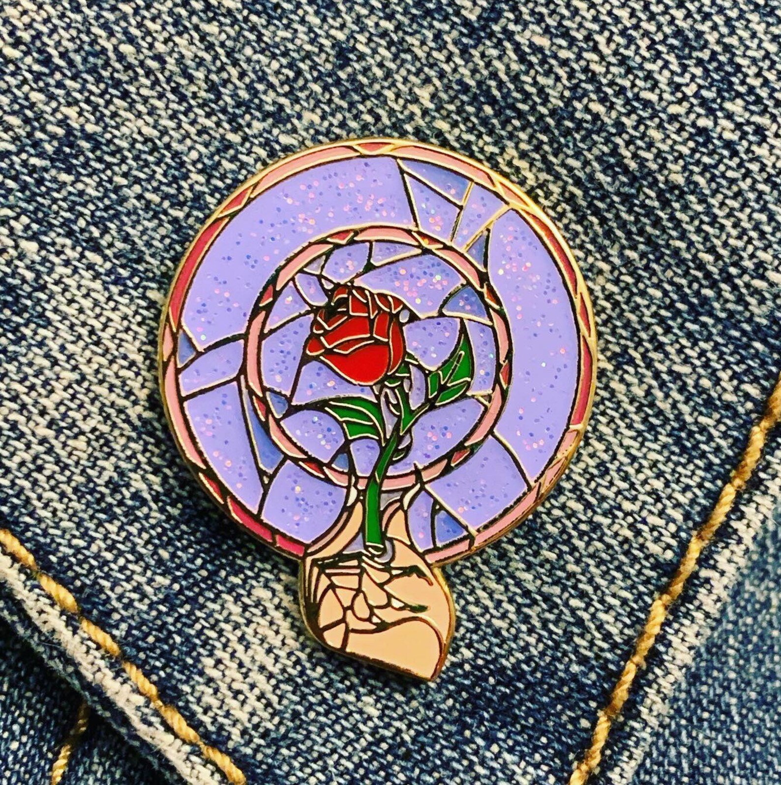 Glittery Enchantress Rose Hard Enamel Pin | Etsy