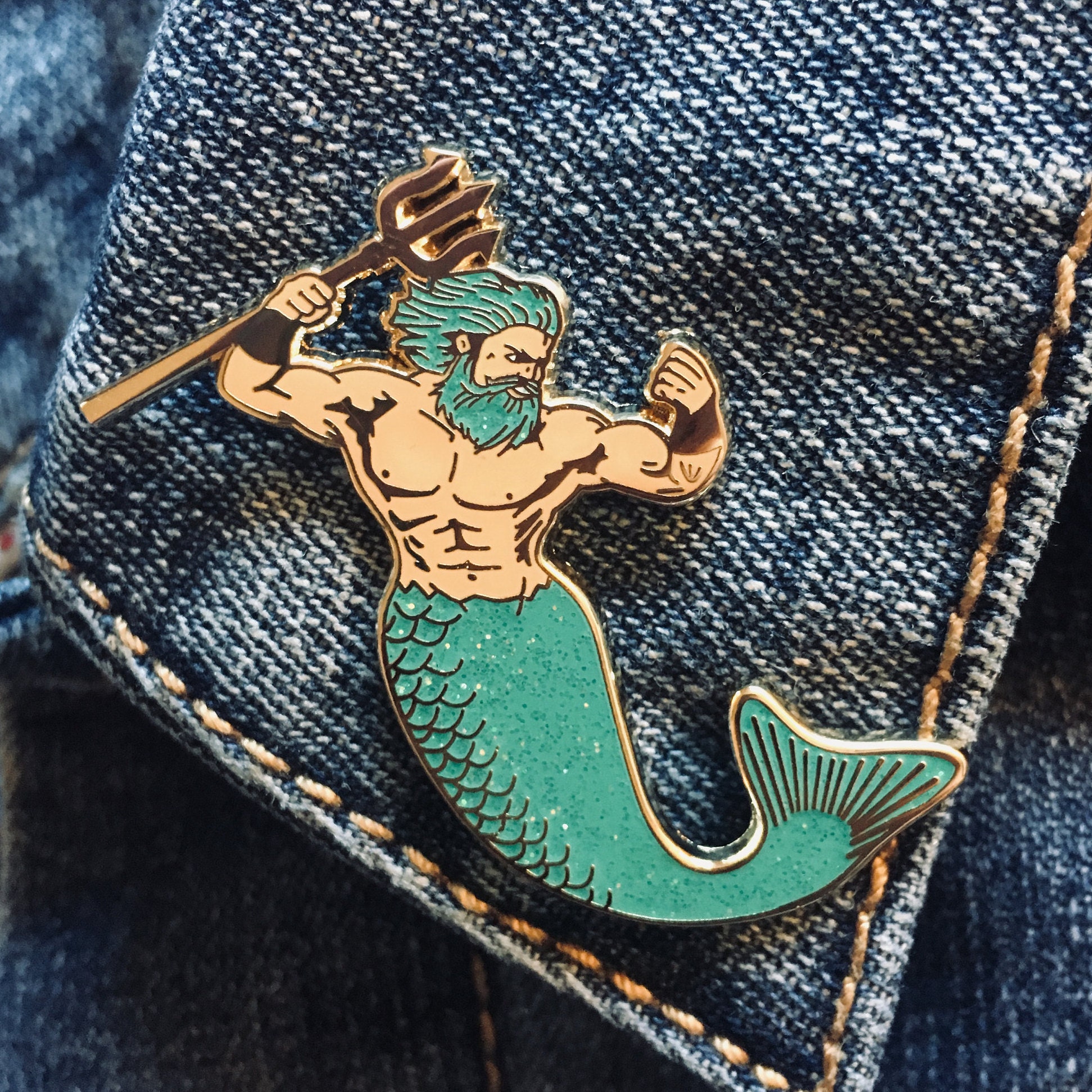 Ocean Merman With Green Fish Tail Muscle Lagoon Collection Patch Funny ...
