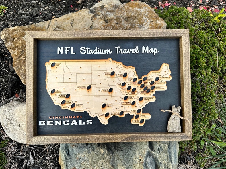 National Football League nfl Stadium Travel Map framed US Travel Map ...