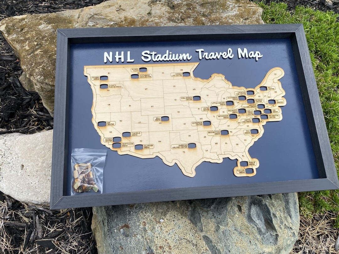 NHL Stadium Travel Map (framed): Laser-engraved Hockey Gift - Etsy