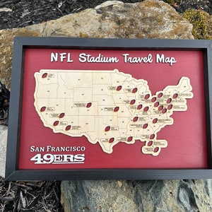 NFL Stadium Travel Map (framed): Frames Football Bucket List - Etsy