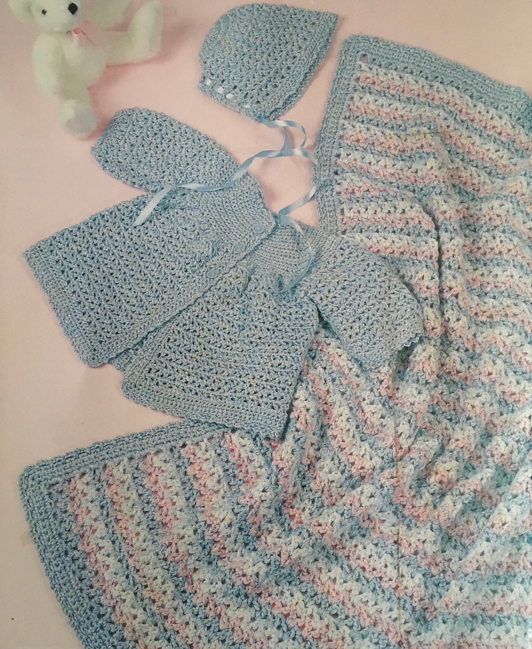 PDF Crochet Baby Set (sacque, Bonnet and Blanket) - Etsy