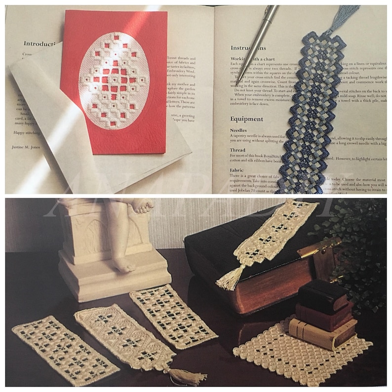PDF Hardanger Embroidery Card Coaster, Two Bookmarks - Etsy