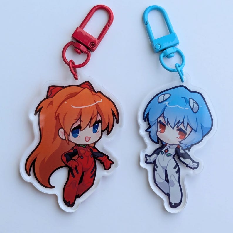 Neon Genesis Evangelion Rei & Asuka Keychain - Etsy
