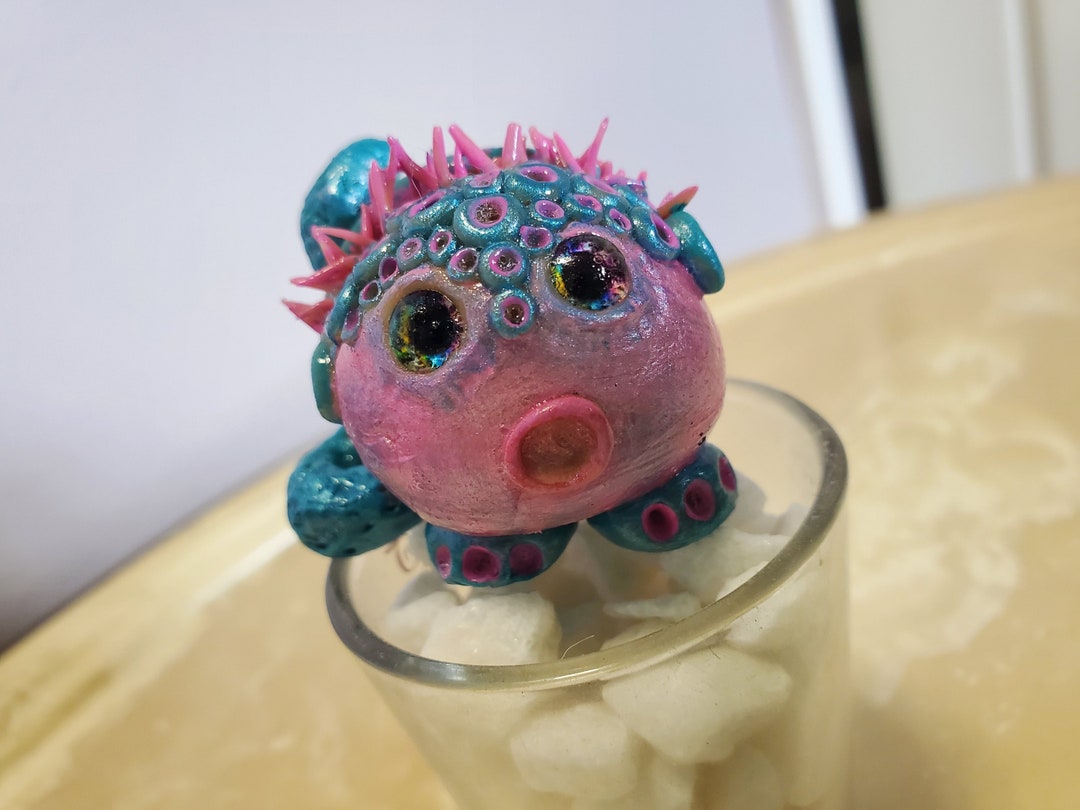 Cute Hand Painted Pink and Blue Screaming Monster - Etsy