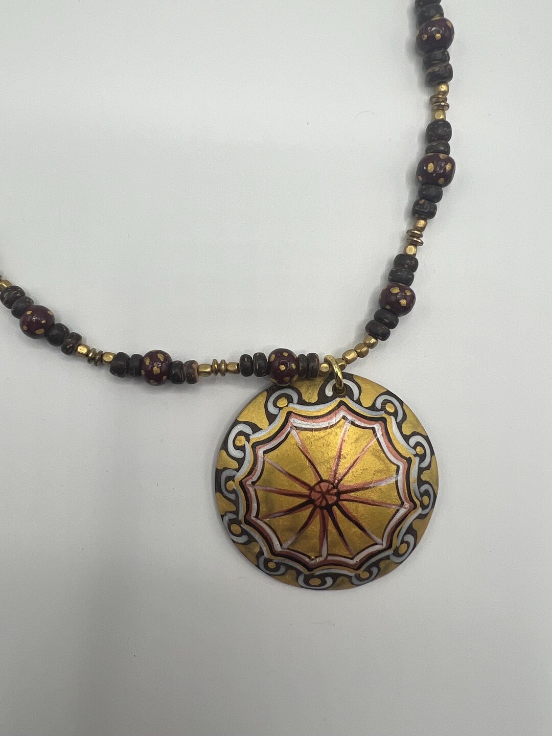 Hand Painted Coconut Shell Necklace and Earrings - Etsy