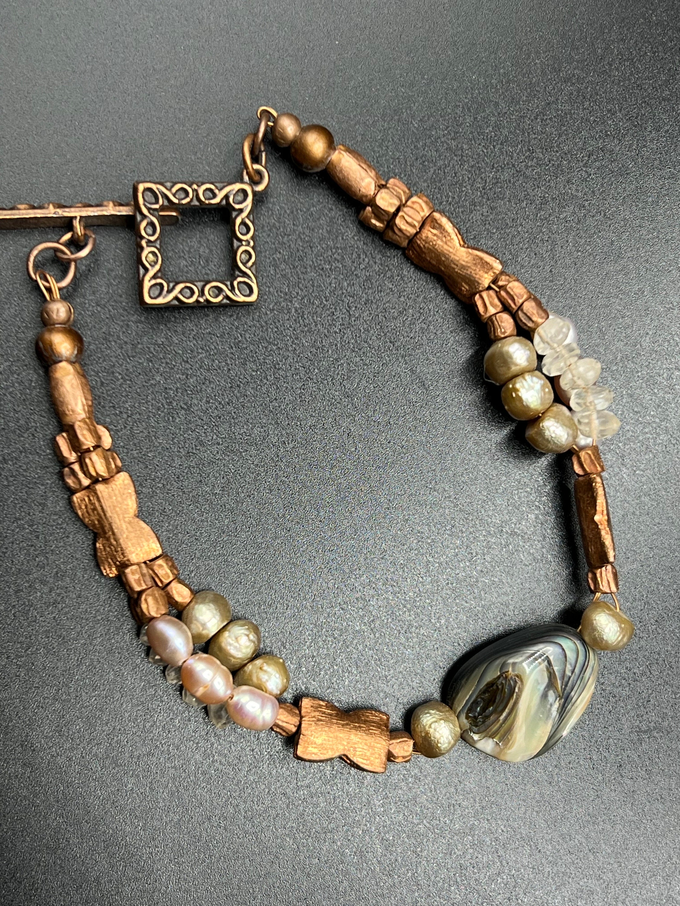 Large Shell Statement Necklace - Beach Necklace - Pink Pearl Necklace ...