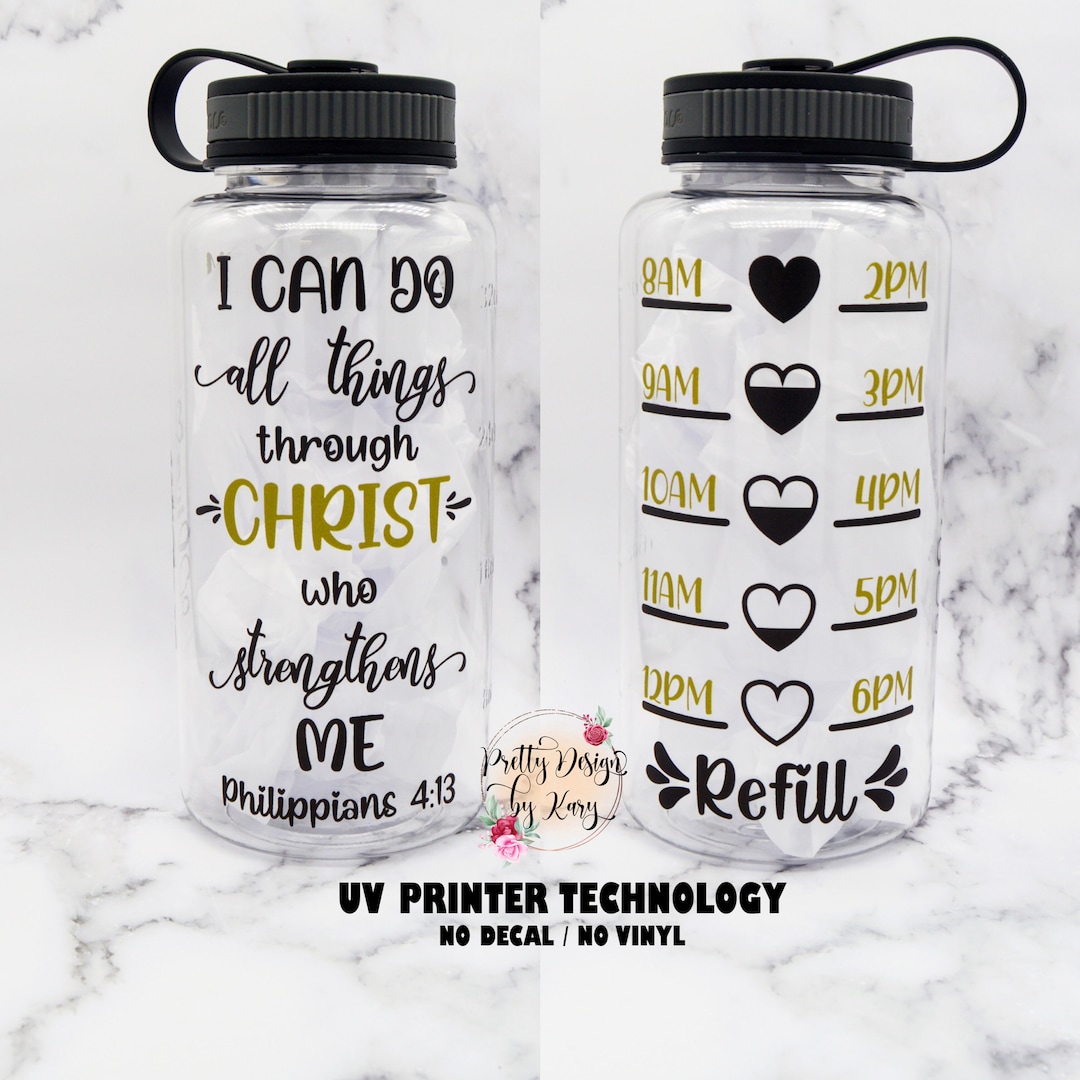 Water Bottle Tracker | I Can Do All Things | Motivational Water Bottle ...