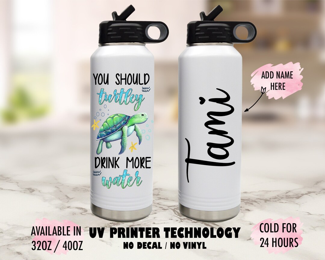 Turtle Water Bottle Turtle Tumbler Custom Water Bottle - Etsy