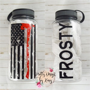 Firefighter Water Bottle Tracker | Thin Red Line Flag | Motivational ...