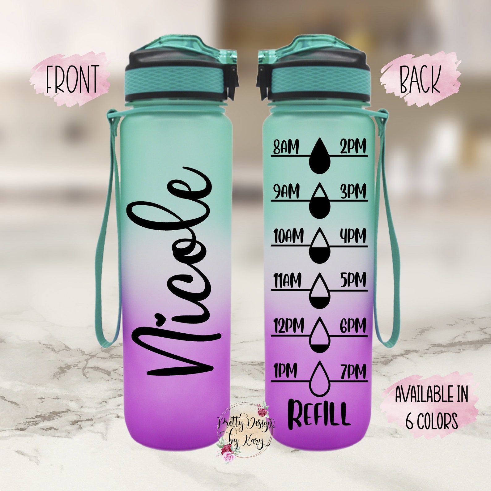 Water Bottle Tracker Custom Water Bottle Personalized - Etsy