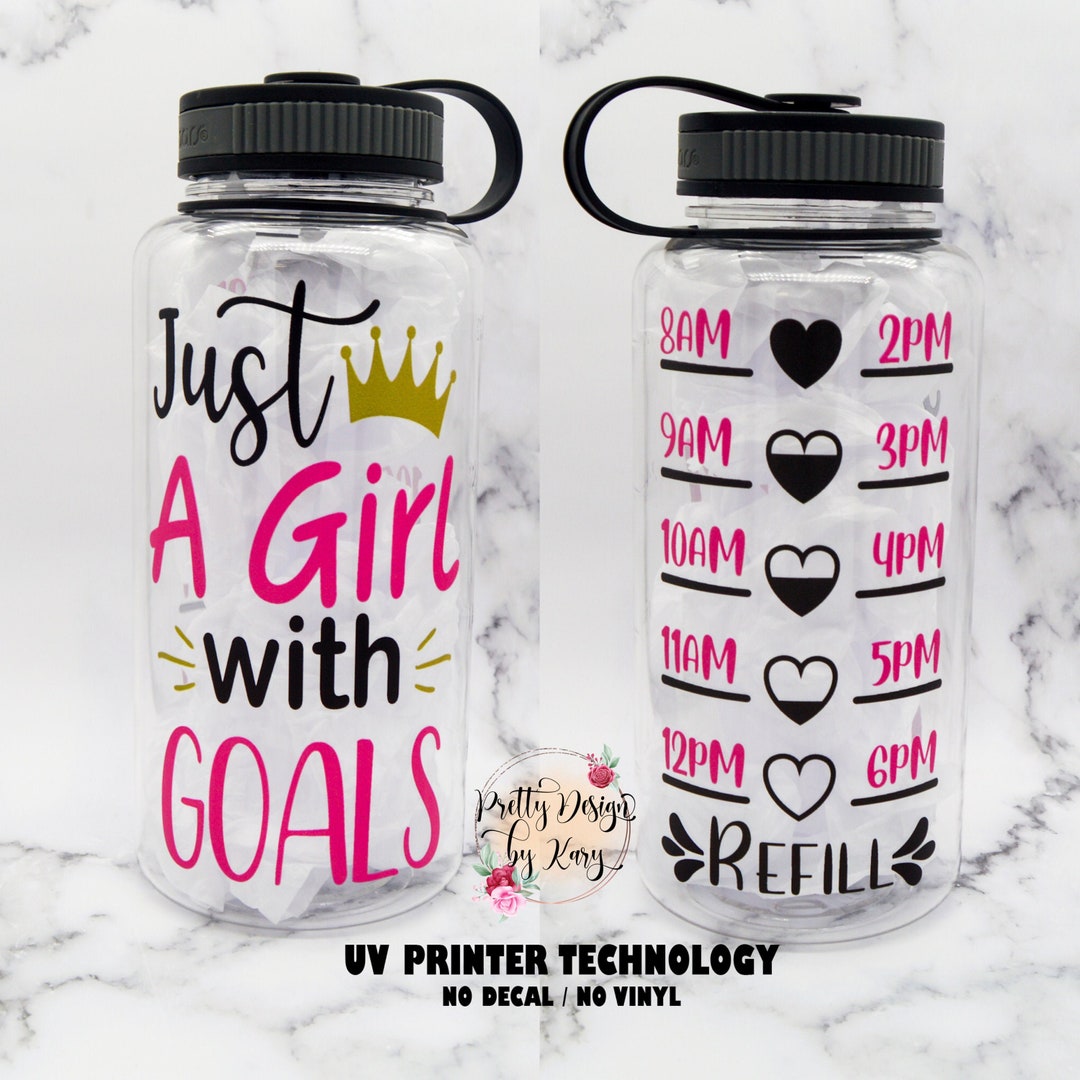 Just A Girl With Goals Water Bottle Water Bottle Tracker Custom Water ...