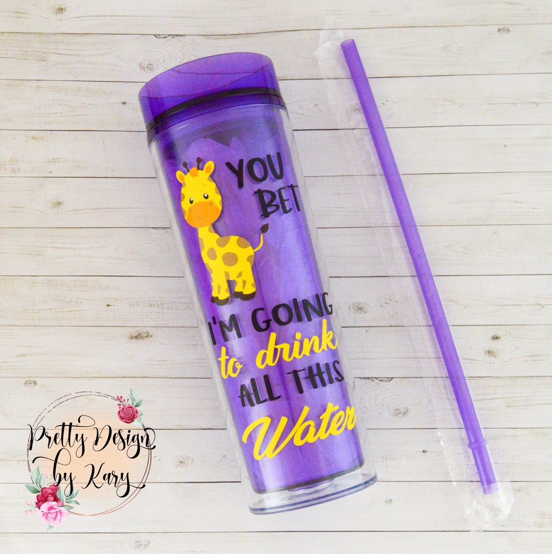 Giraffe Skinny Tumbler With Straw | Water Bottle Tracker | You Bet ...