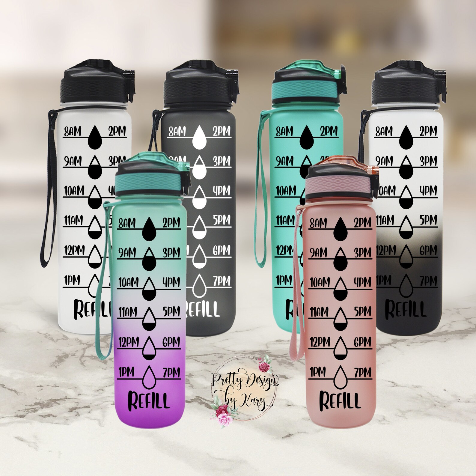 Water Bottle Tracker Custom Water Bottle Personalized - Etsy