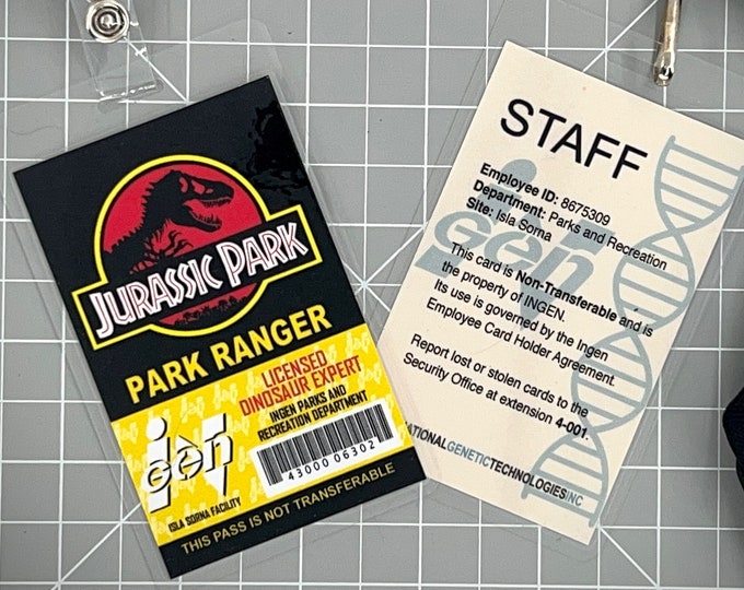 Jurassic Park Ranger ID Badge customize With Your FACE or NAME ...