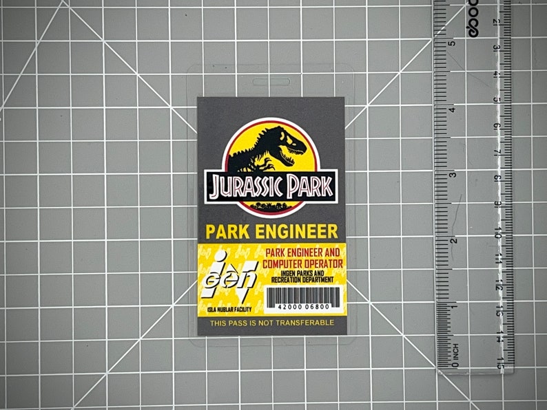 Jurassic Park Engineer ID Badge gray - Etsy