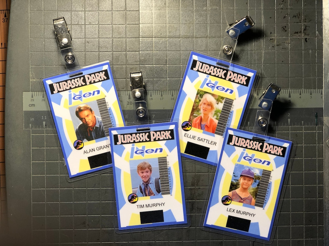 Jurassic Park Ingen ID Badge Set! Includes All 4 Badges! Alan, Ellie ...