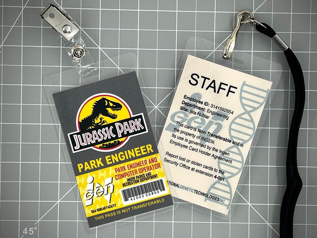 Jurassic Park Engineer ID Badge [gray] - Etsy