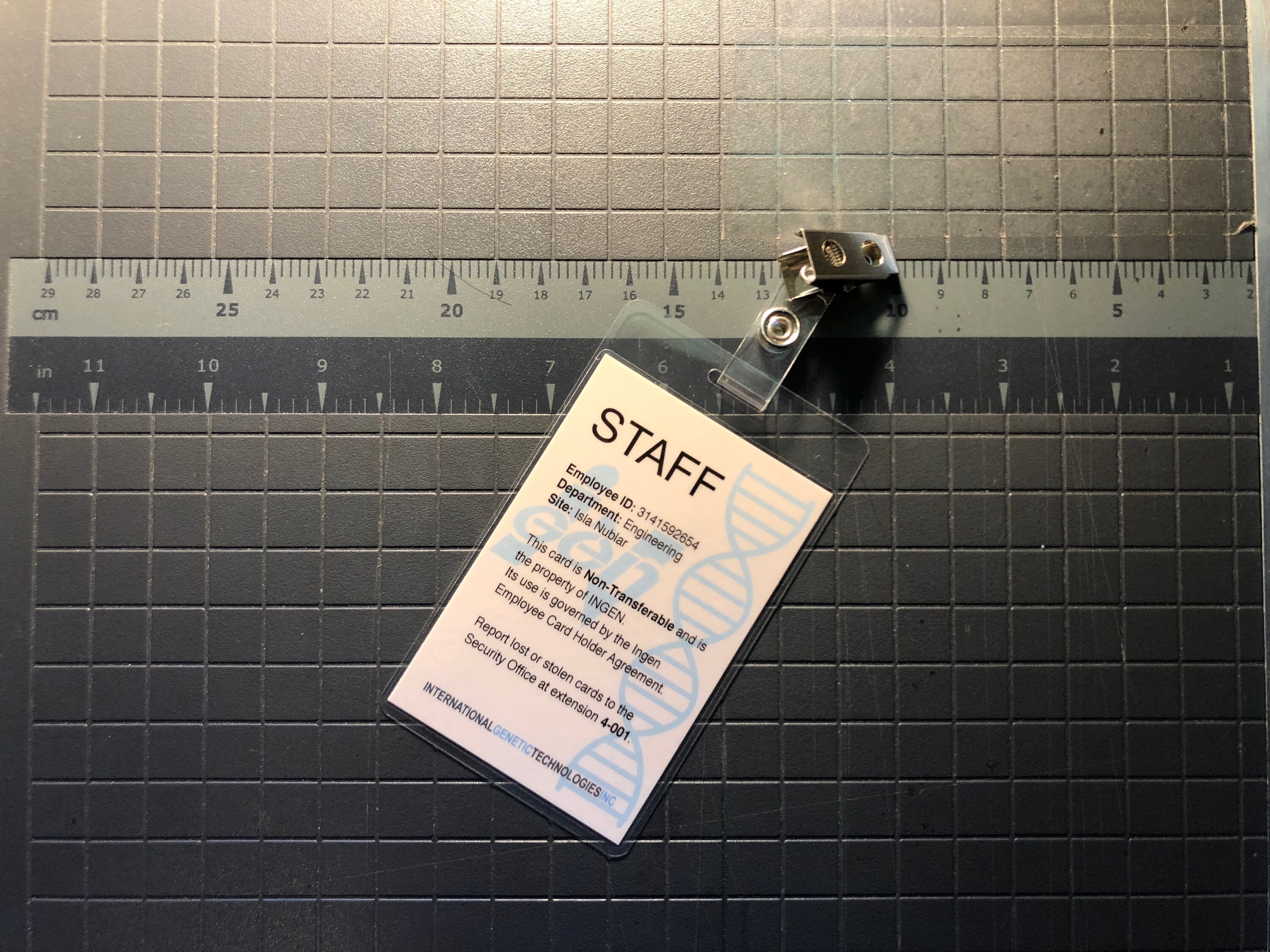 Jurassic Park Engineer ID Badge gray | Etsy